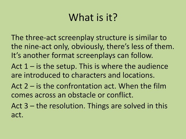 The Nine Act and Three Act Screenplay Structure | PPTX | Screenwriting ...