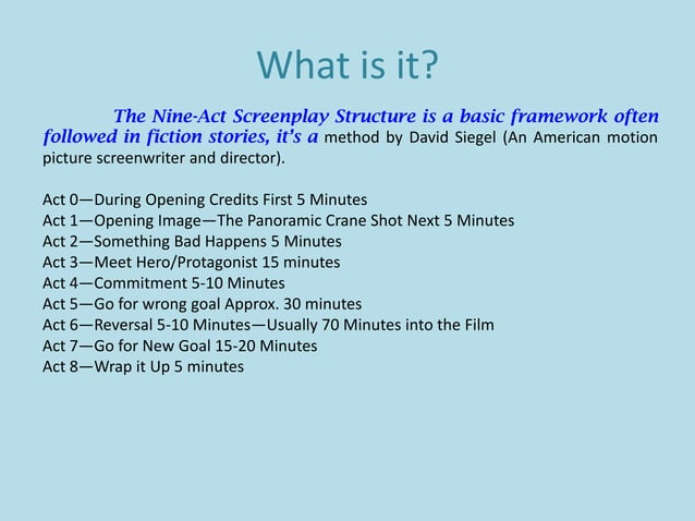 The Nine Act and Three Act Screenplay Structure | PPTX | Screenwriting ...