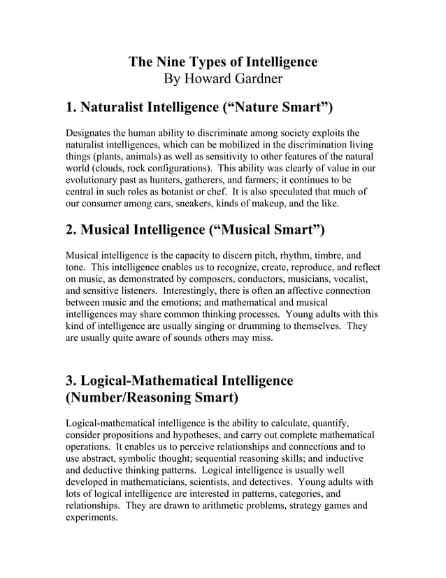 types of intelligence | PDF
