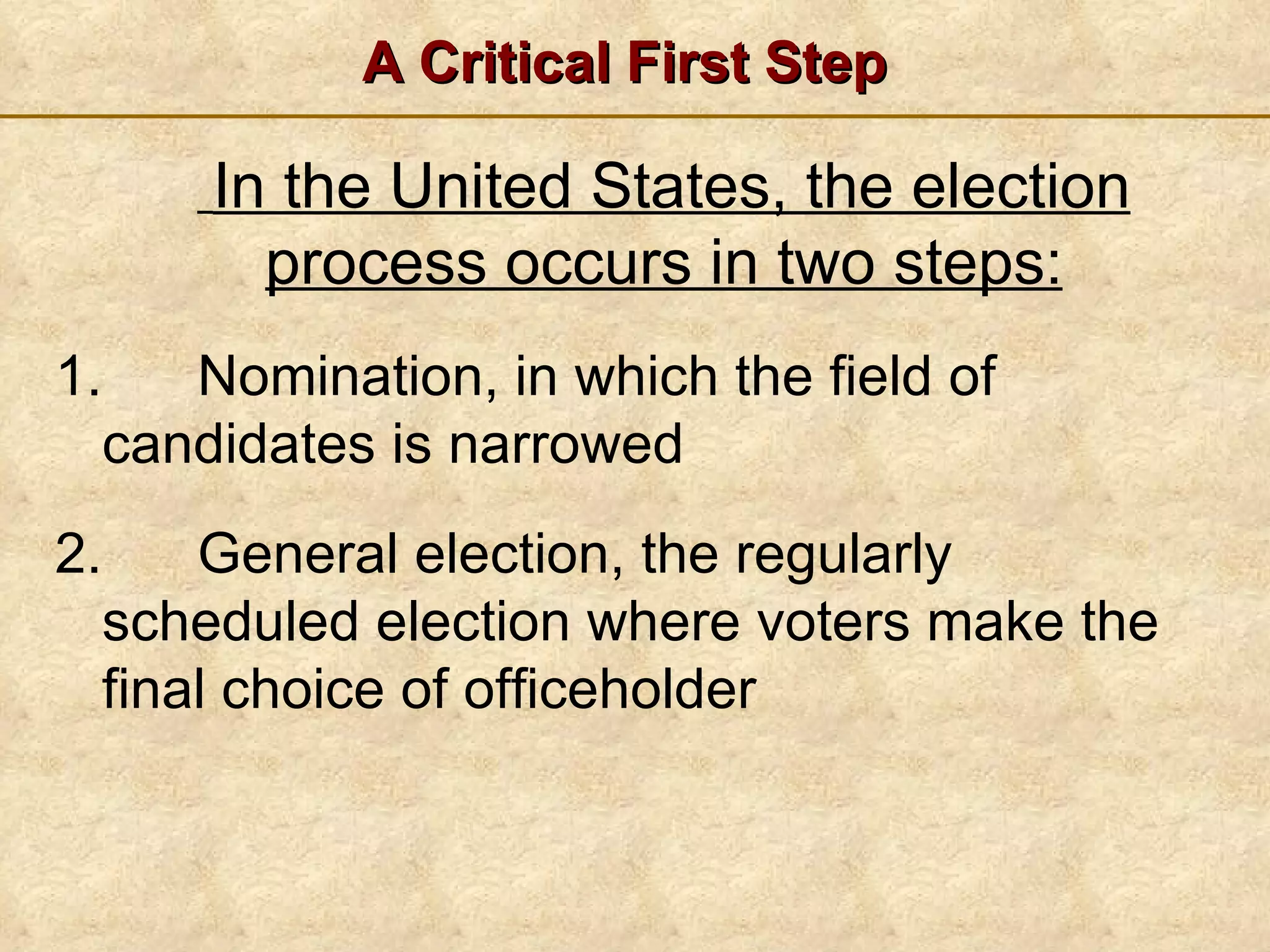The nominating process | PPT | Elections | Politics