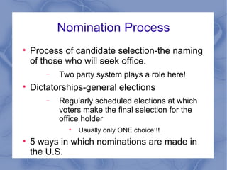 The nominating process and primaries | PPT | Elections | Politics
