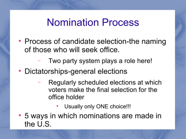 The nominating process and primaries | PPT