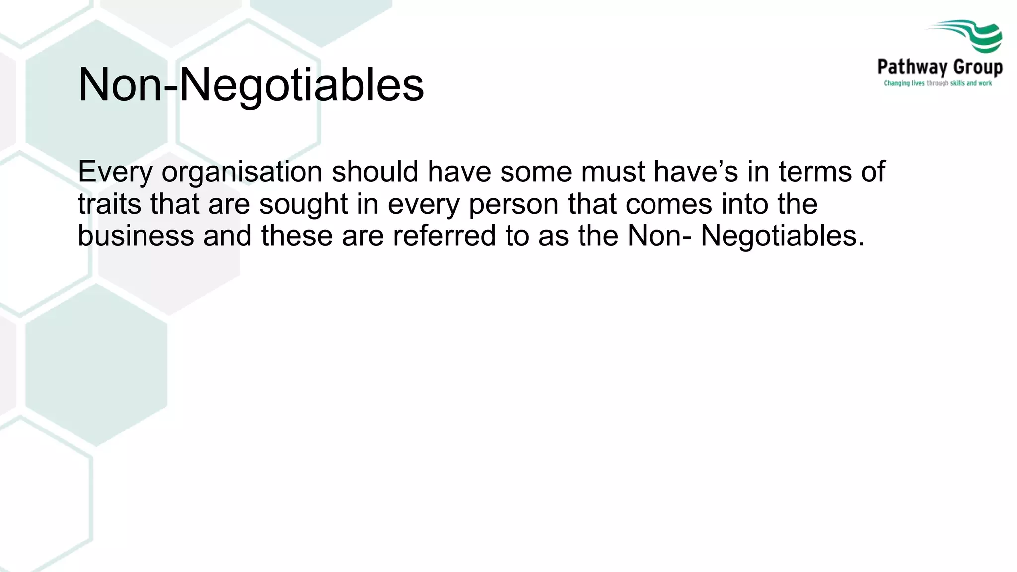 The NON-NEGOTIABLES when it come to recruiting your team by Safaraz Ali ...