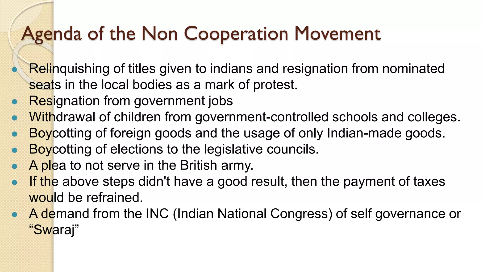 The Non Cooperation Movement # History of India's Freedom Struggle | PPTX