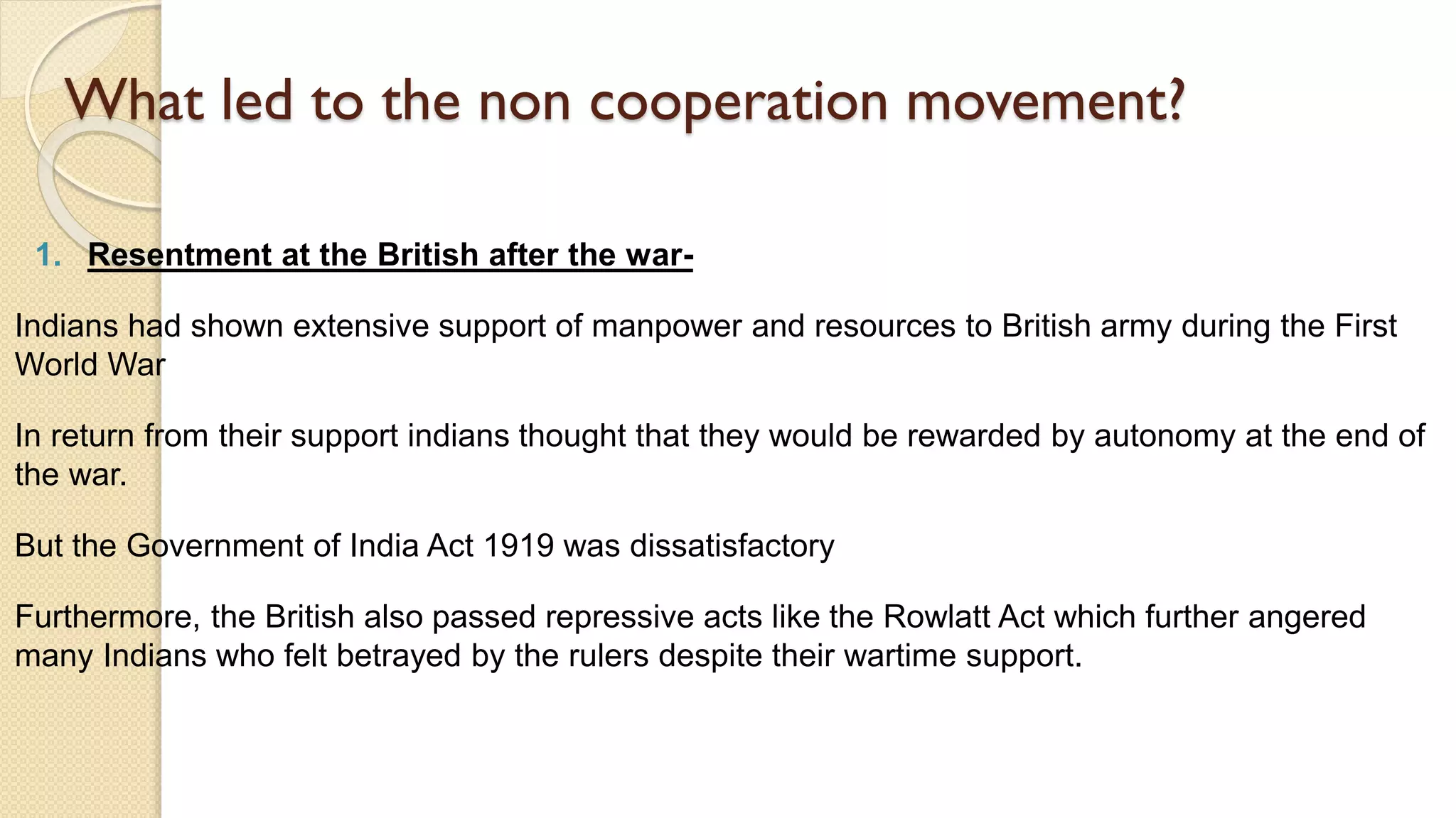 The Non Cooperation Movement # History of India's Freedom Struggle | PPTX