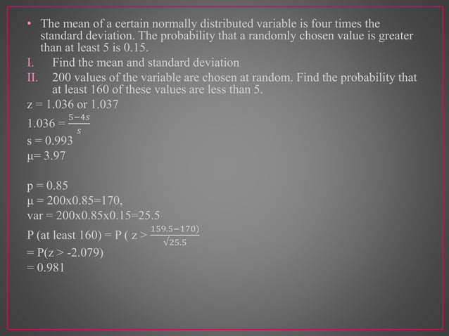 The normal distribution pure maths a level | PPT