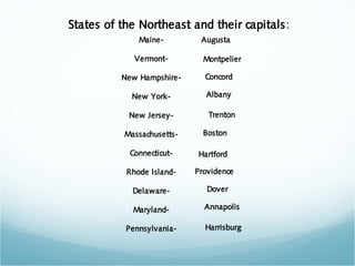 Regions of the United States: The Northeast | PPT