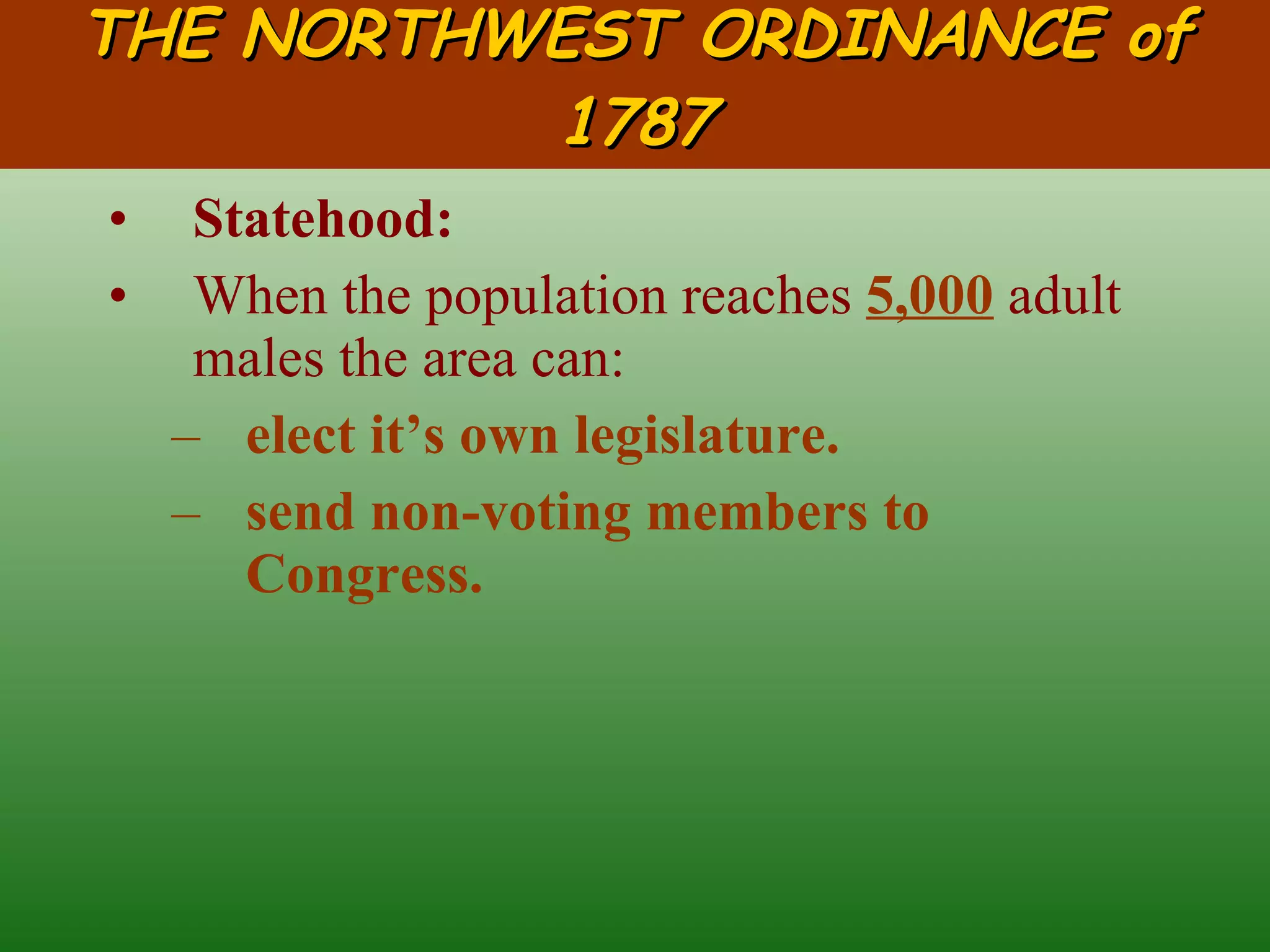The northwest ordinance of 1787 | PPT