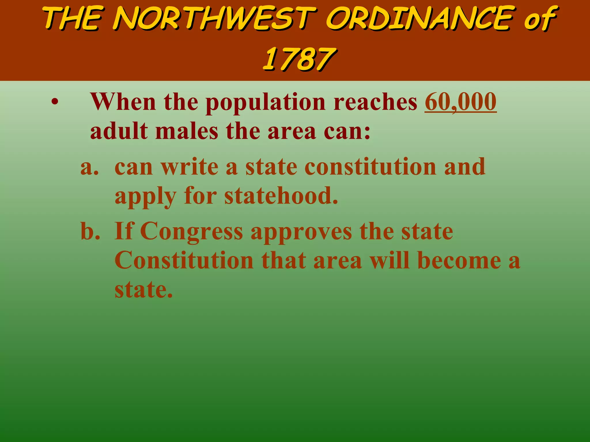 The northwest ordinance of 1787 | PPT