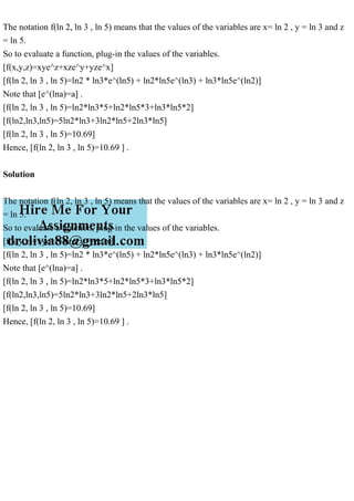 The notation f(ln 2, ln 3 , ln 5) means that the values of the varia.pdf
