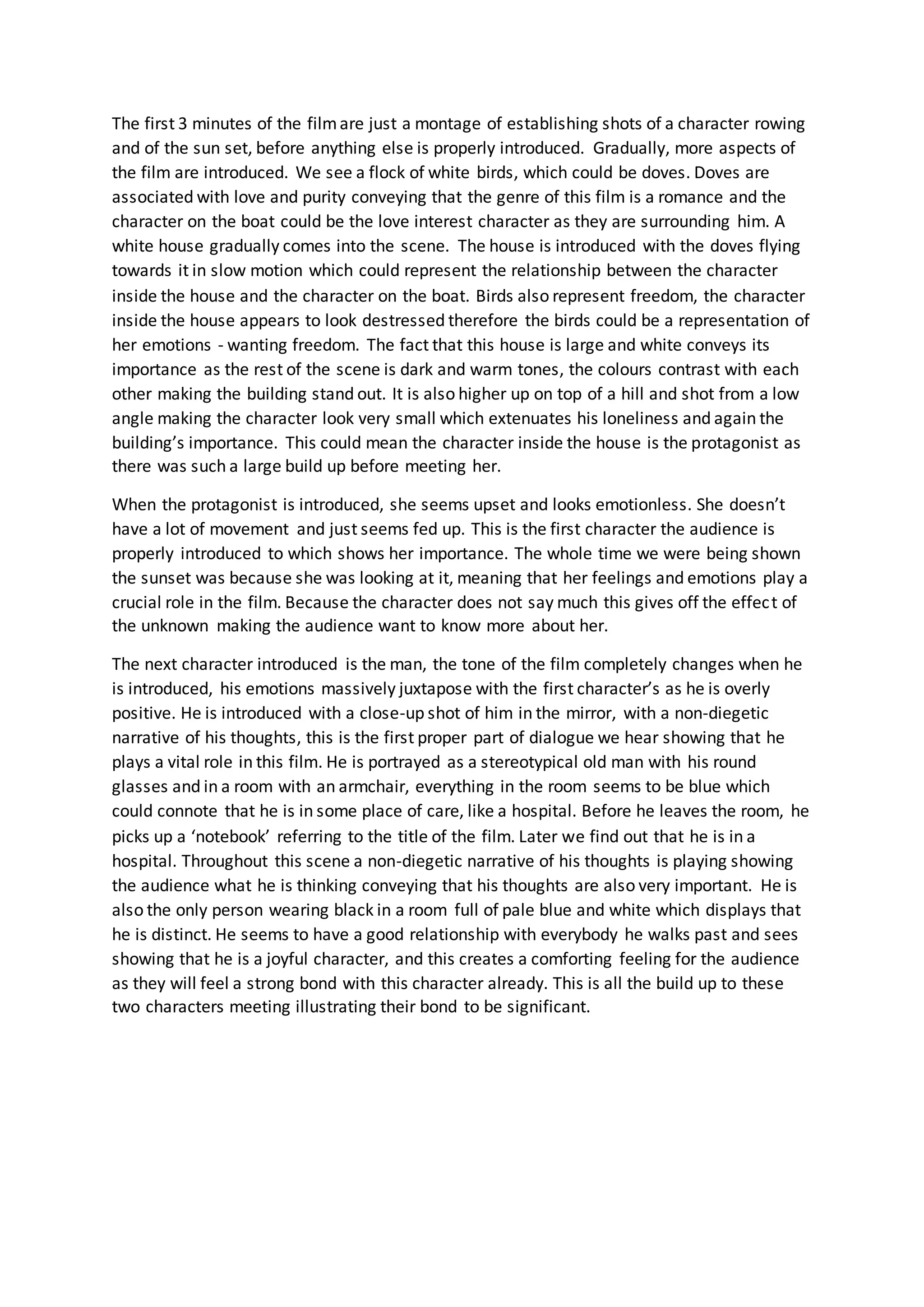 'The notebook' analysis (with comparison) | DOCX