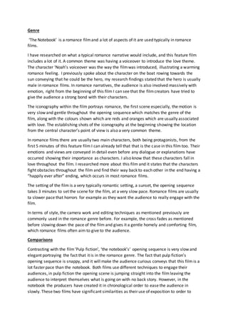 'The notebook' analysis (with comparison) | DOCX