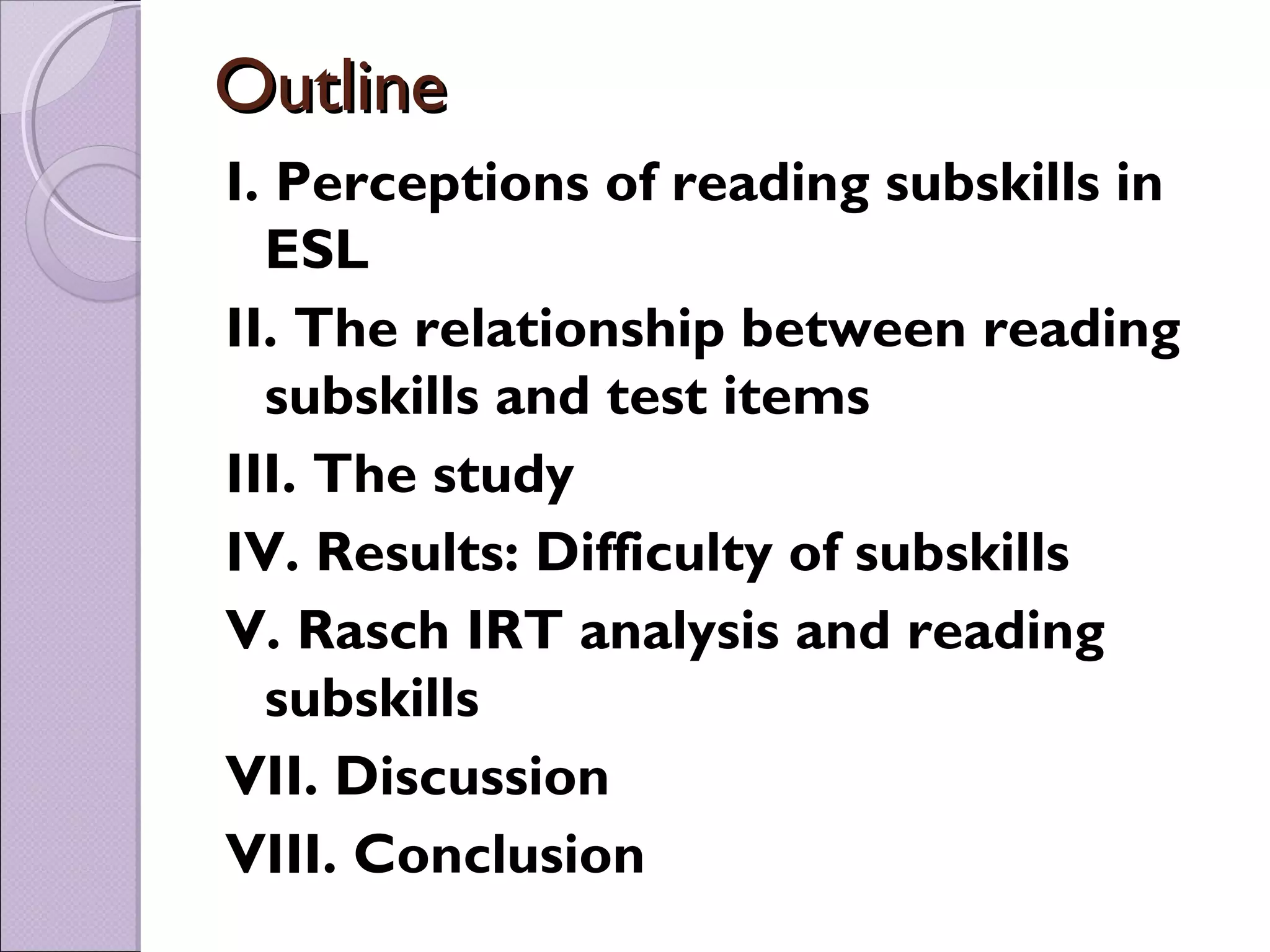 Sub-skills in reading comprehension tests | PPT