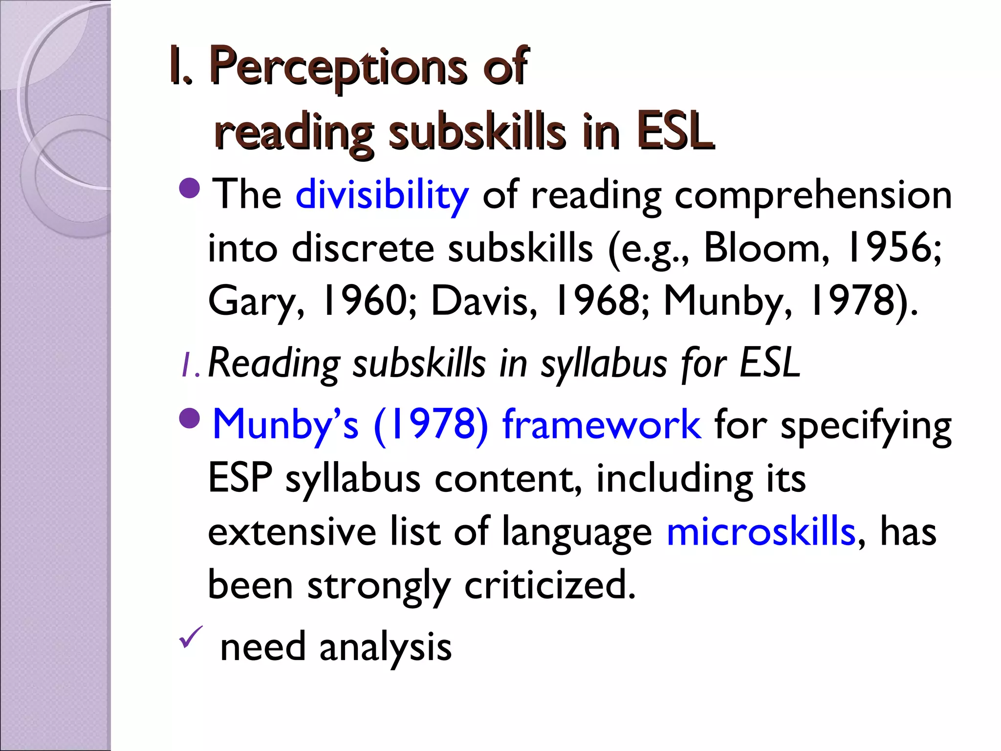 Sub-skills in reading comprehension tests | PPT