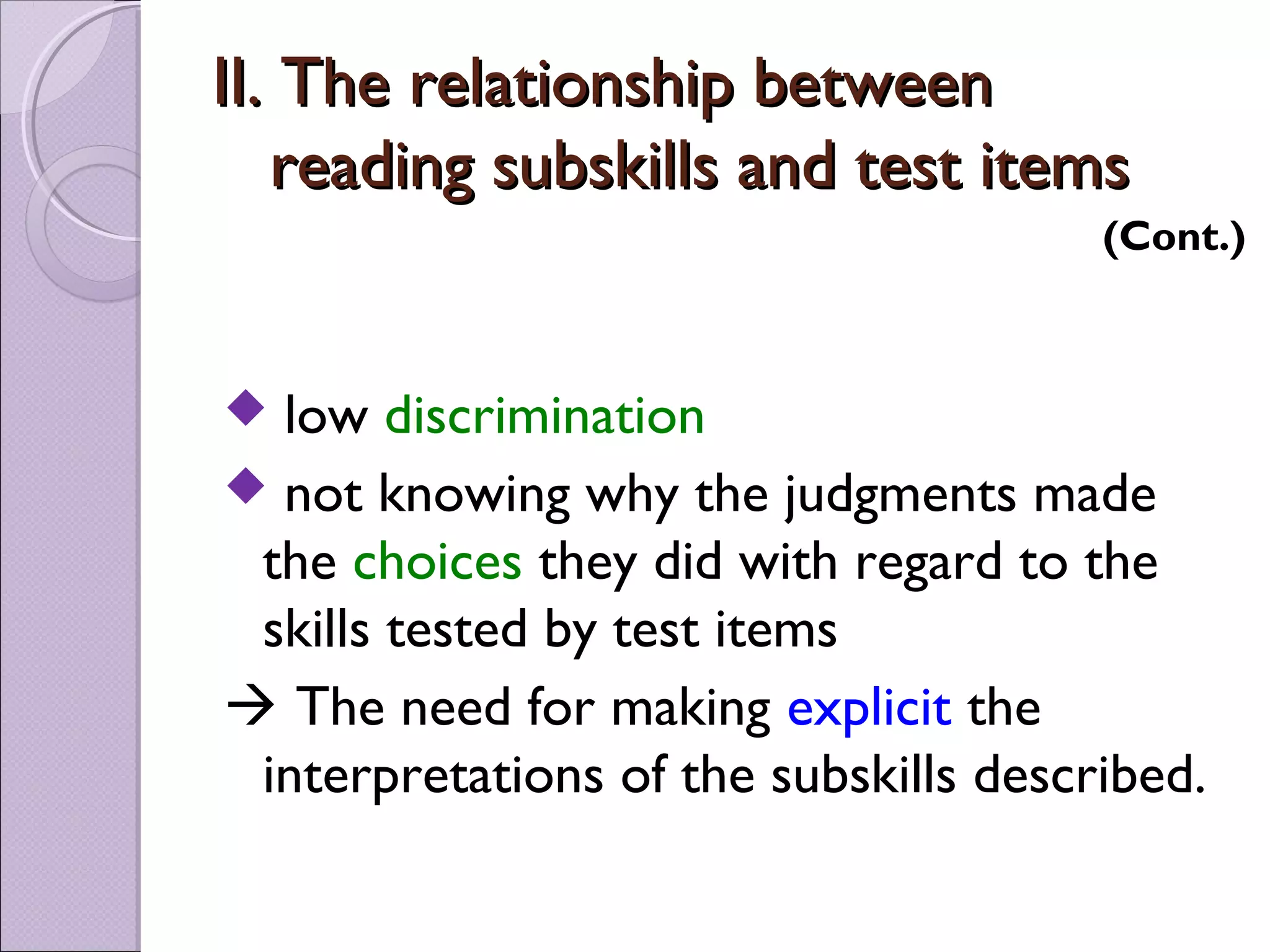 Sub-skills in reading comprehension tests | PPT