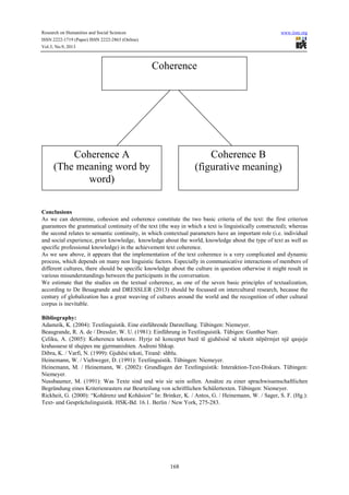 The notion of text coherence in the current linguistic approach | PDF