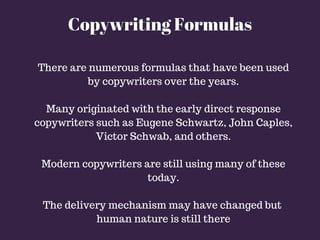 The Not So Secret Formulas of Copywriting | PPT