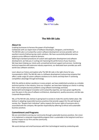 The Nth Bit Labs Who We Are | PDF | Computer Software and Applications | Computing