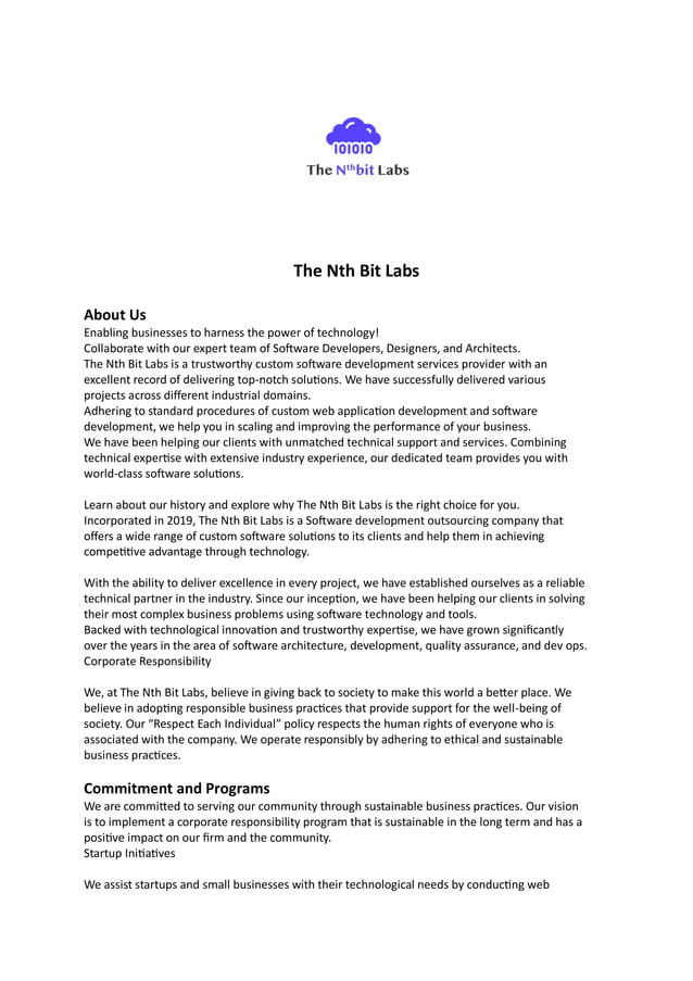 The Nth Bit Labs Who We Are | PDF