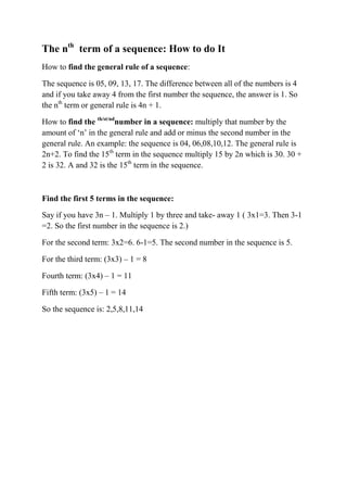 The nth term of a sequence | DOCX | Education