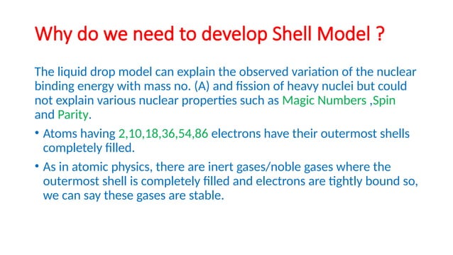 Nuclear Chemistry : The nuclear shell model.pptx | Chemistry | Science
