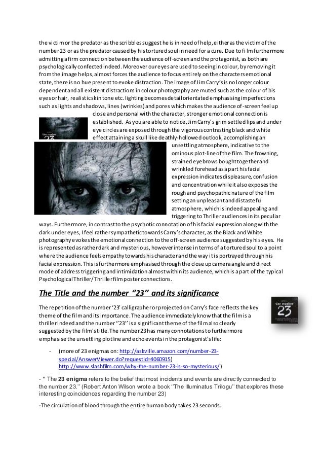 'The number 23' movie poster analysis 2