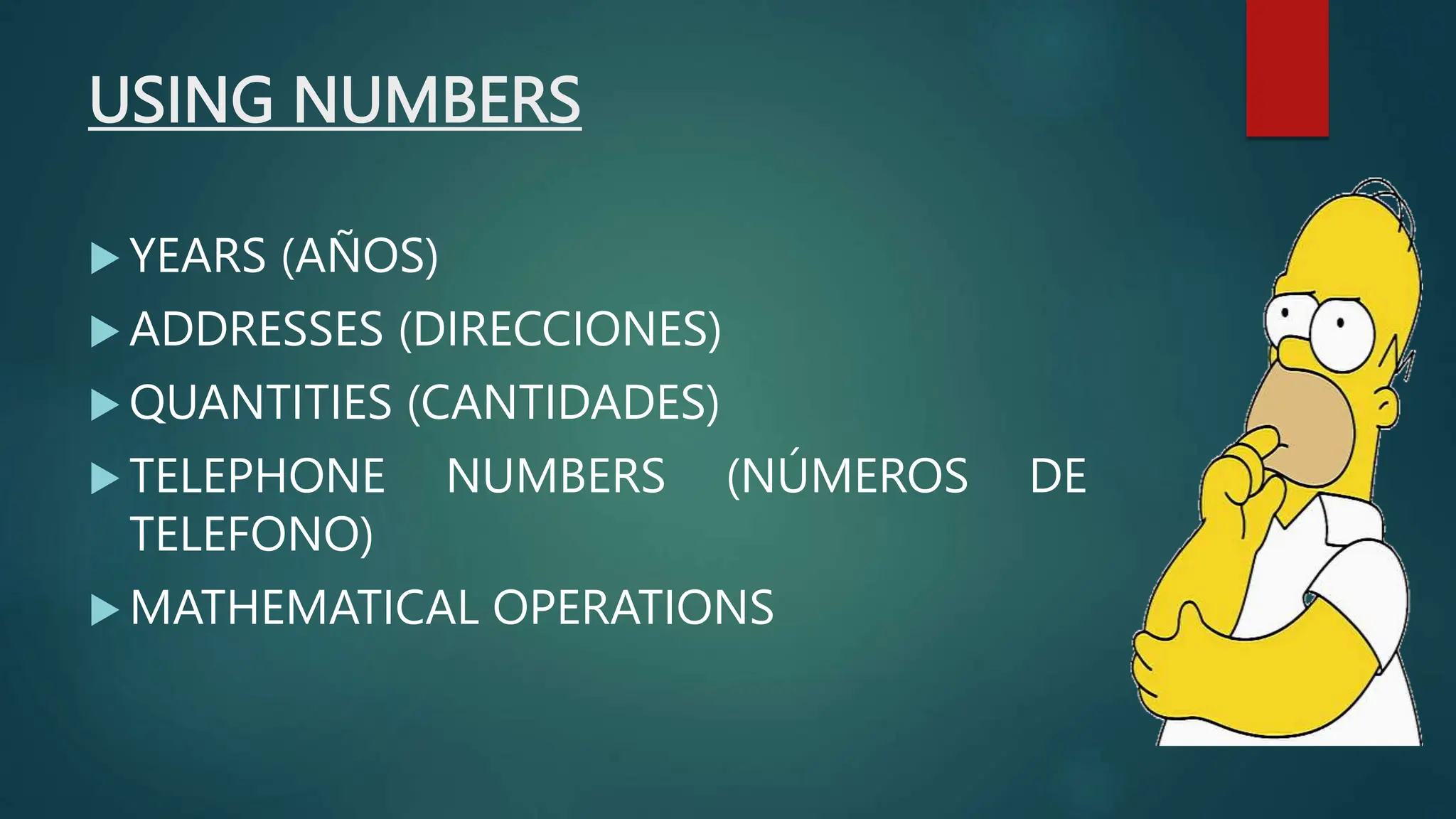 numaros en ingles y direcciones jfytsrjrs6 | PPTX