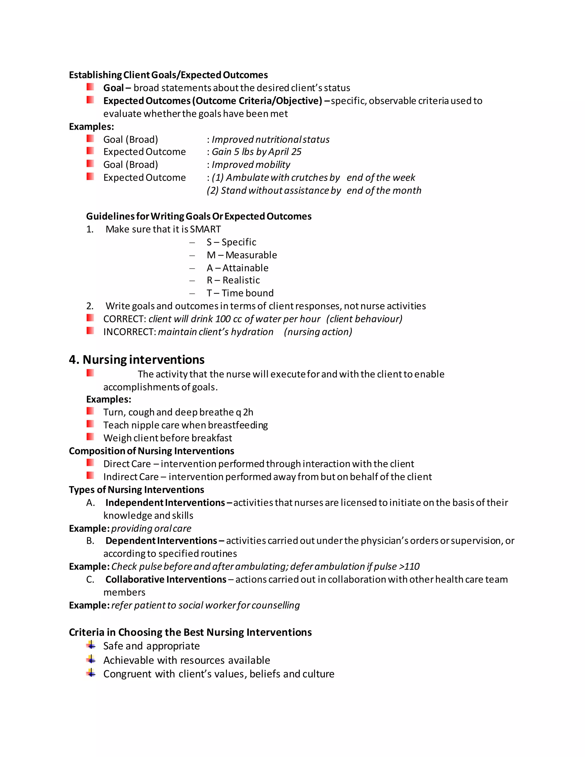 The nursing process handouts | DOCX