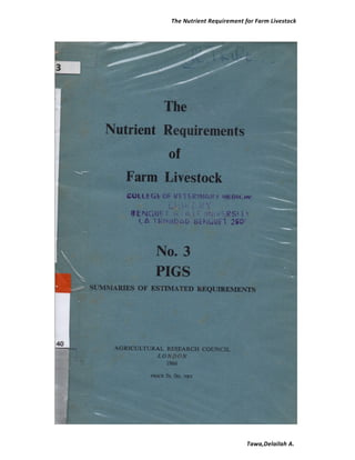 The Nutrient Requirements of Farm Livestock | PDF