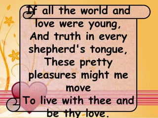 The Nymph’s Reply to the Shepherd | PPTX