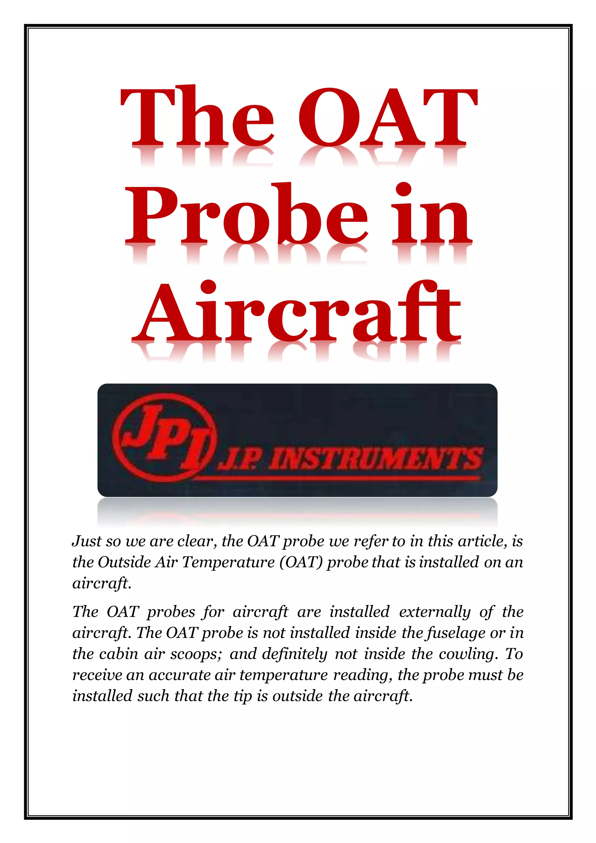 The oat probe in aircraft | DOCX