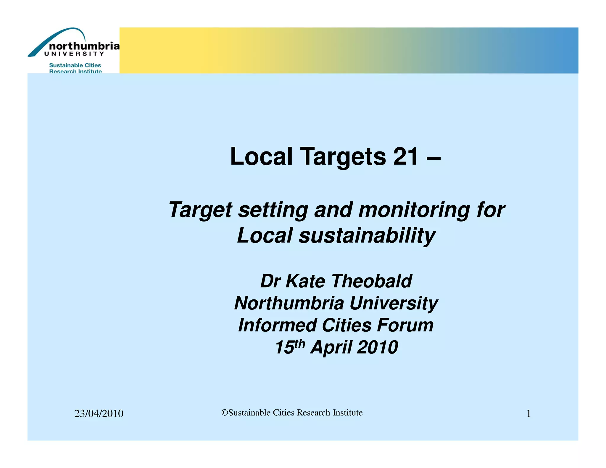 "Local Targets 21 - Target setting and monitoring for local ...