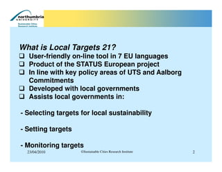 "Local Targets 21 - Target setting and monitoring for local ...