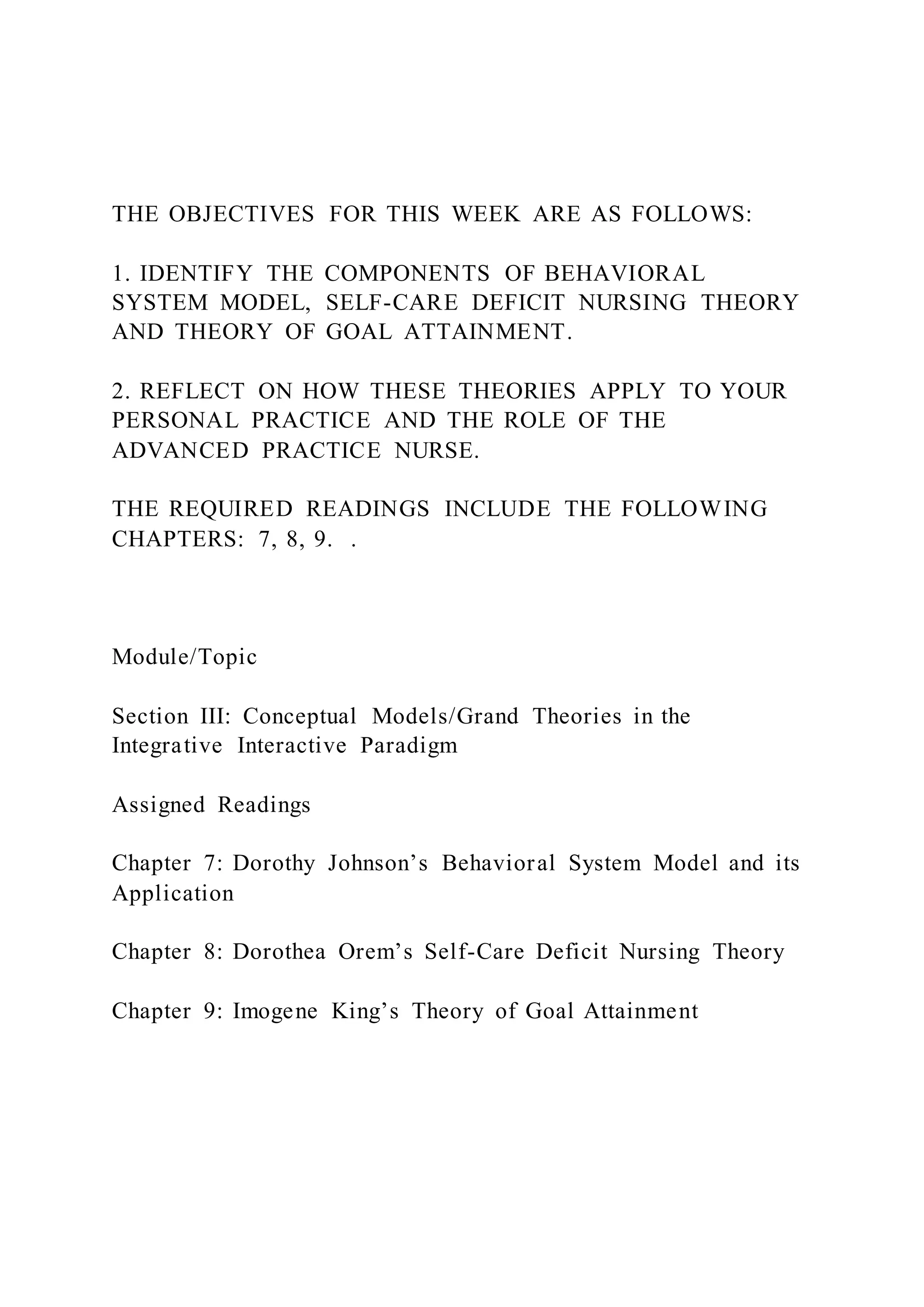 The objectives for this week are as follows 1. Identify the | PDF