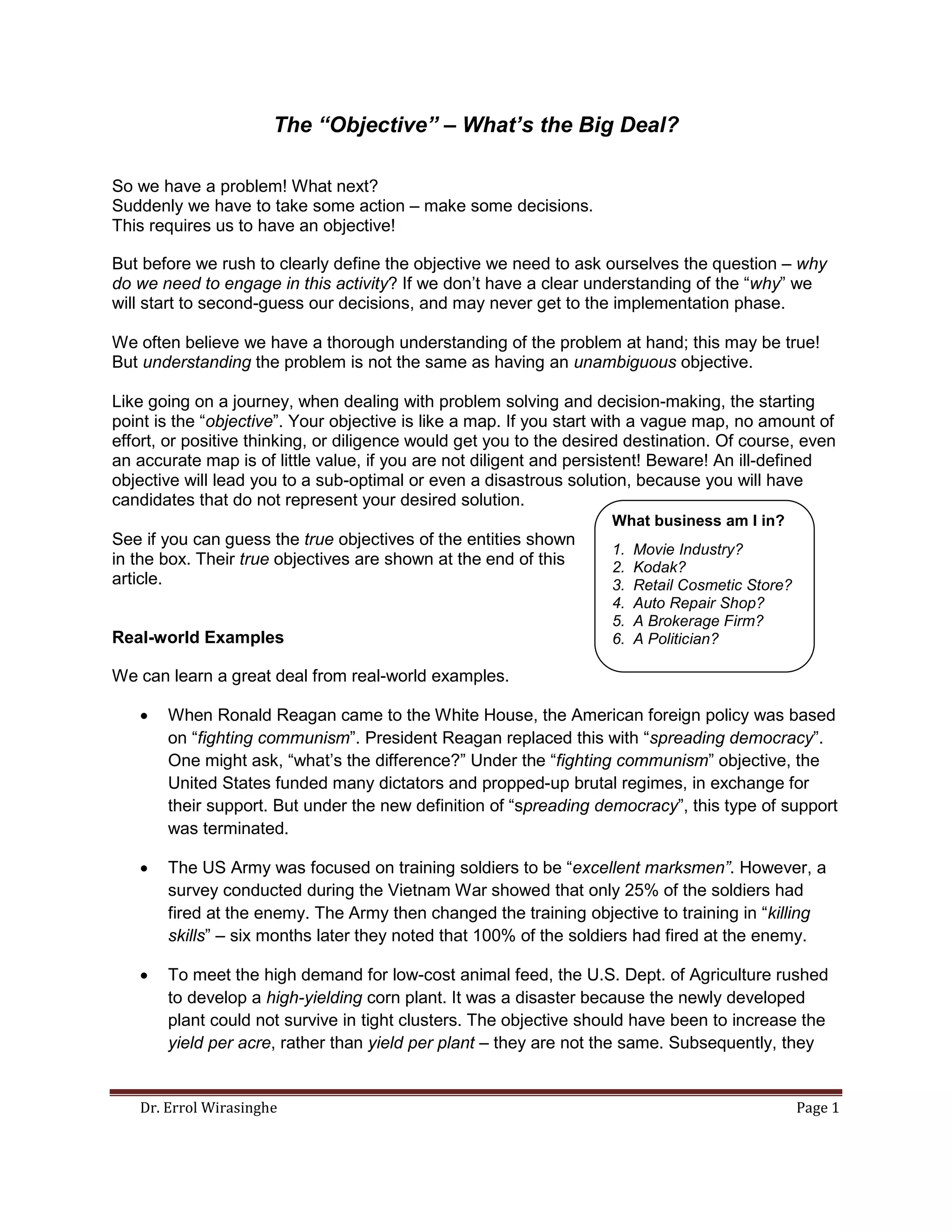 The Objective Whats The Big Deal | PDF