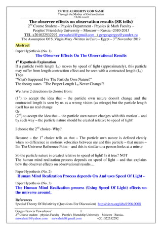 The observer effects on observation results (SR tells) | PDF