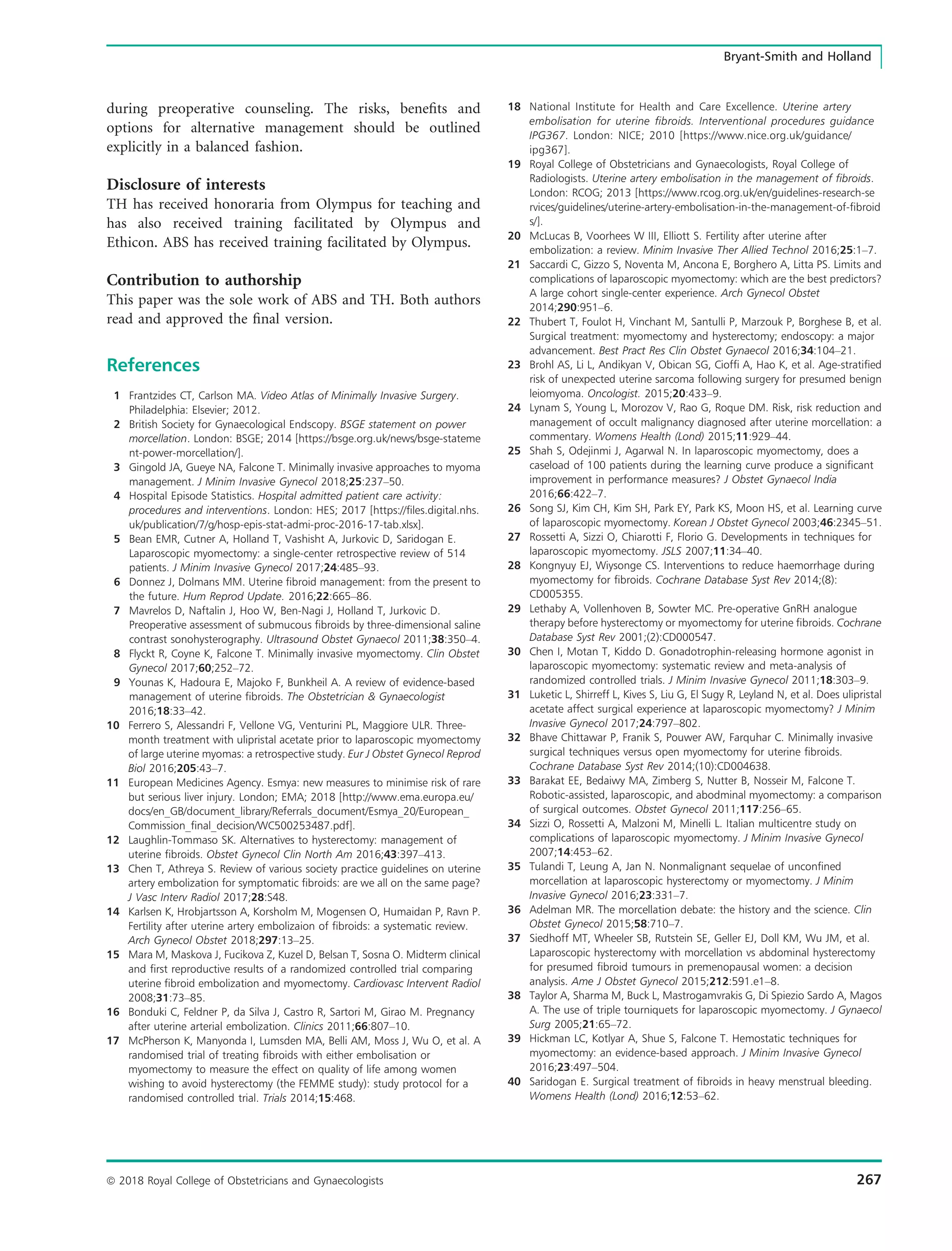 The Obstetric Gynaecologis - 2018 - Bryant‐Smith - Laparoscopic ...