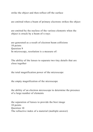 The ocular of a compound microscope has a magnification of 10x and.docx