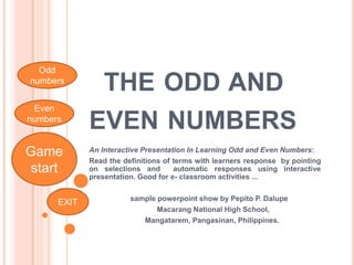 The odd and even numbers (interactive slide project) | PPSX