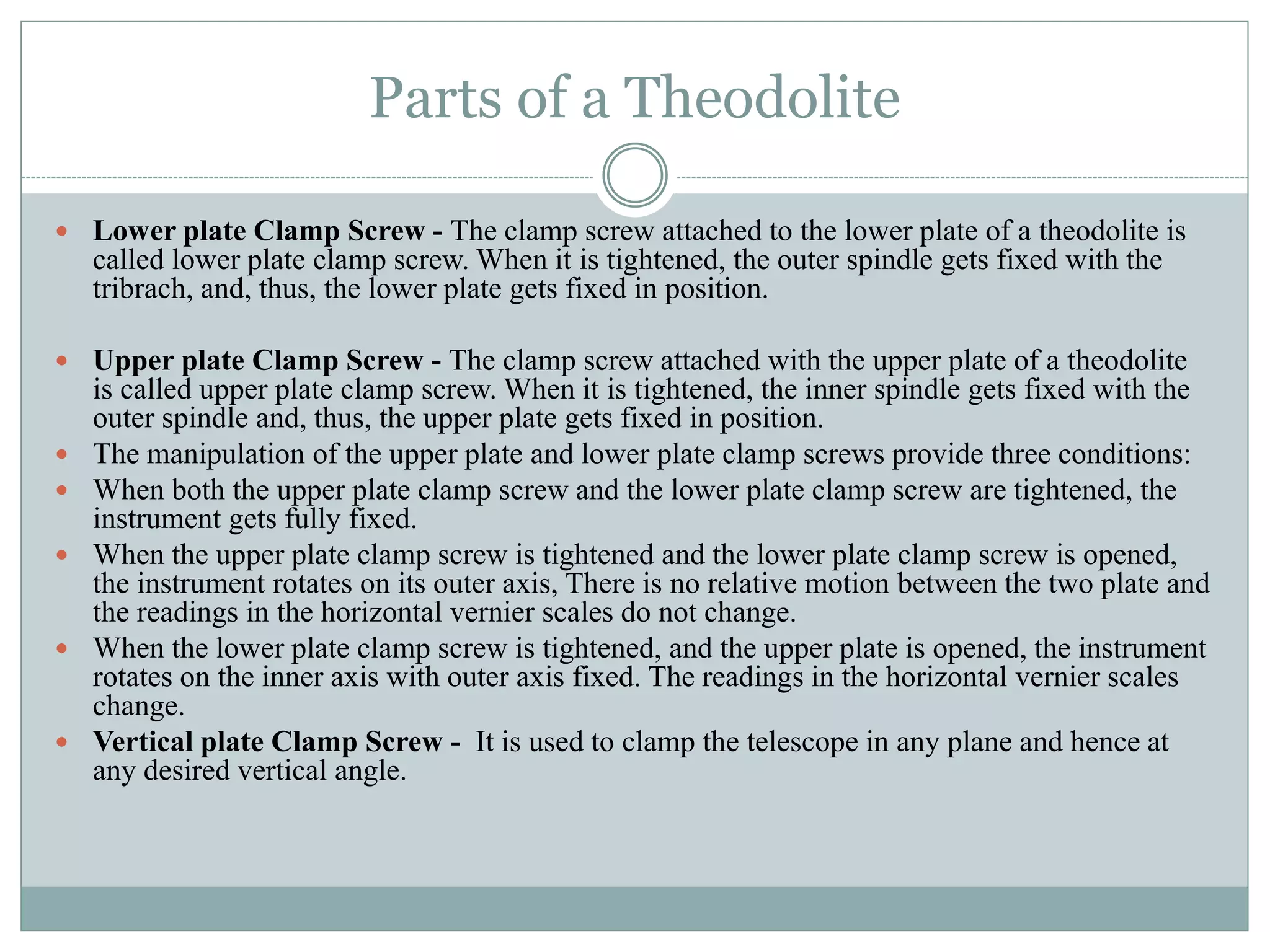 Theodolite and measurement of angles | PPTX