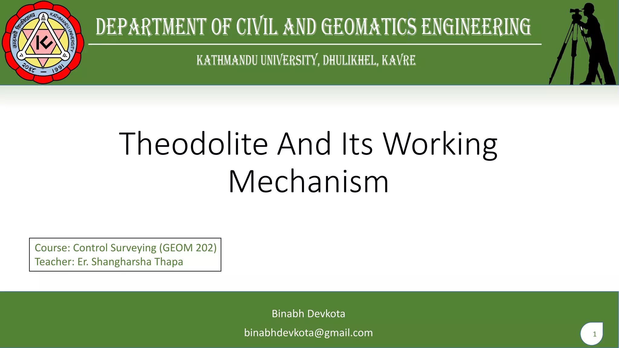 Theodolite and its working mechanism | PDF