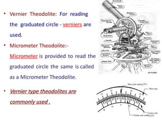 Introduction to theodolites and their components | PPTX