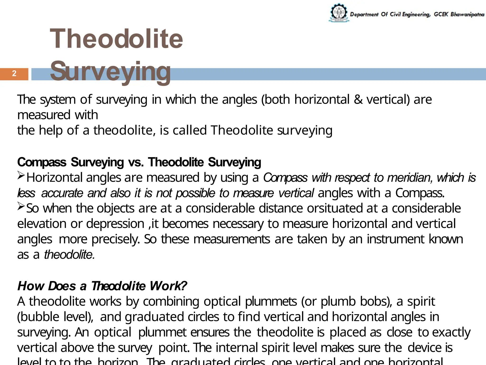 THEODOLITE AND TACHEOMETRIC SURVEYING - surveying | PPTX | Geology ...