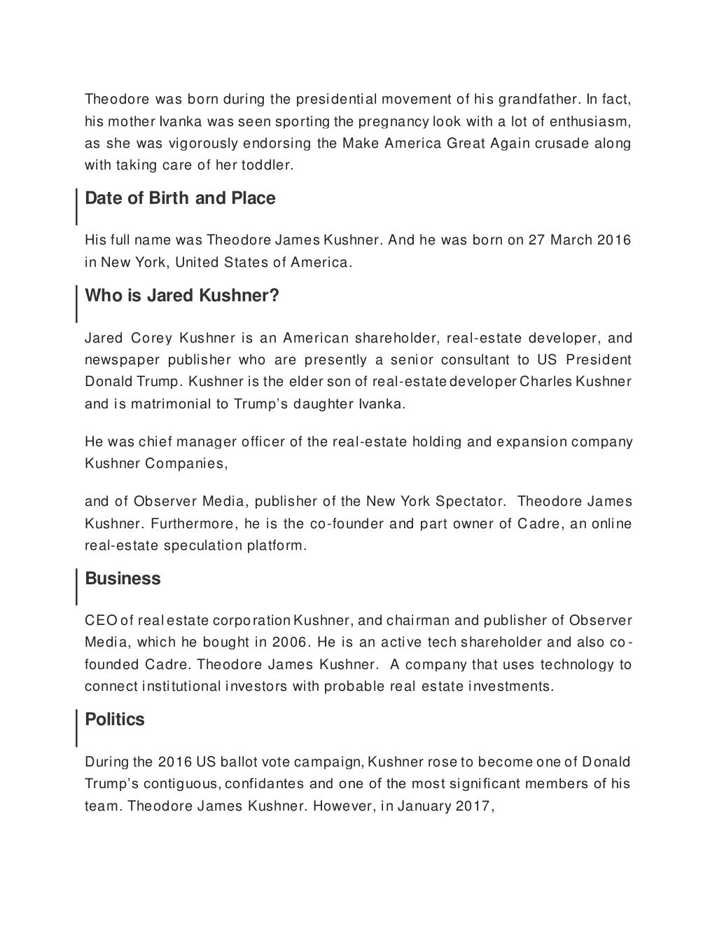 Theodore James Kushner | Jared Kushner Wedding