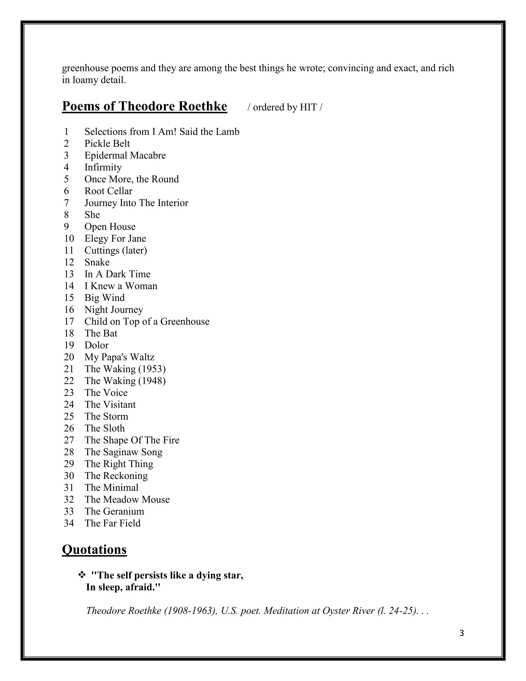 Theodore roethke | PDF