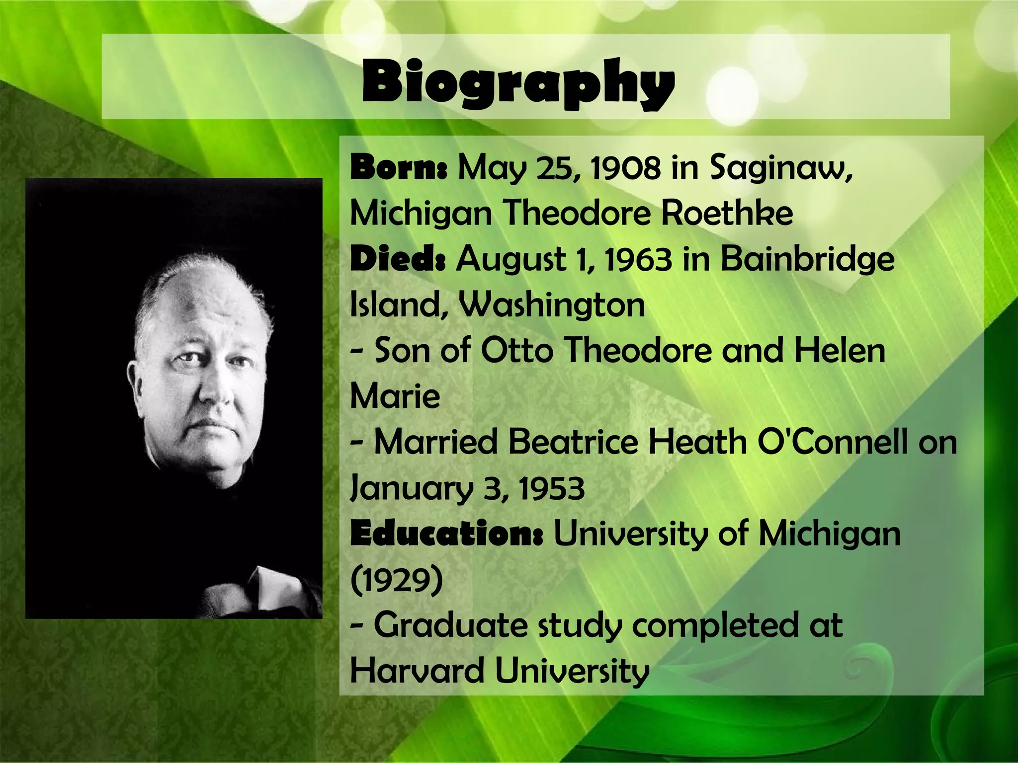 Theodore roethke powerpoint | PPT