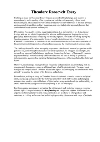 Theodore Roosevelt Essay. Theodore Roosevelt | PDF