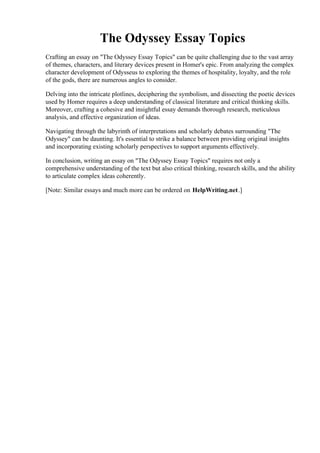 The Odyssey Essay Topics | PDF
