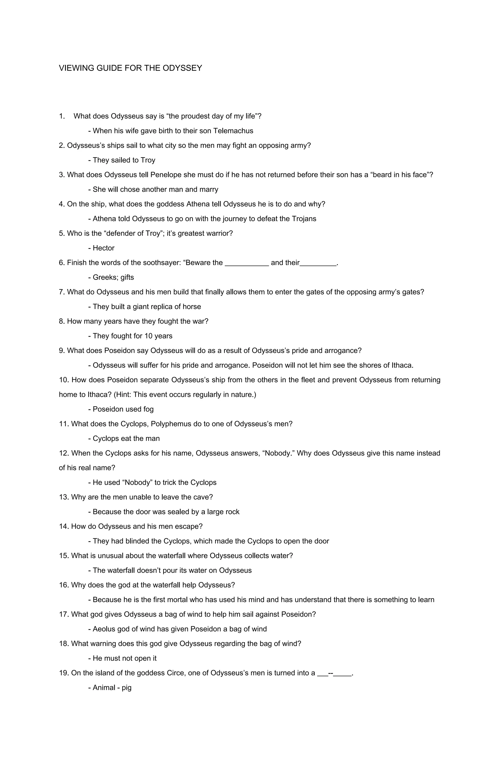 The odyssey viewing guide | DOC