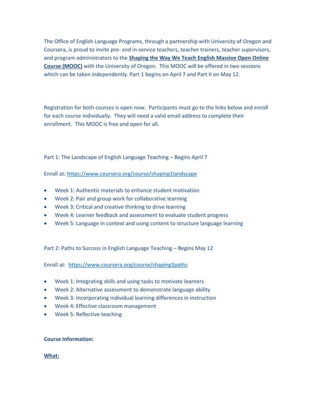 The office of english language programs | DOCX | Online Education ...